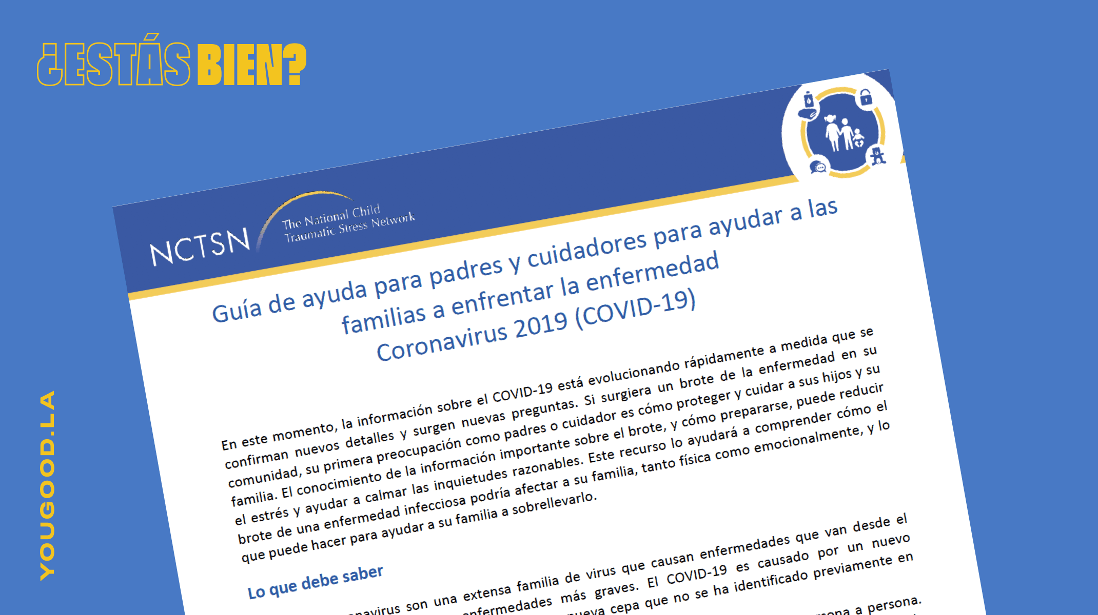 Guía de ayuda para padres, hijos, y COVID-19 - You Good?